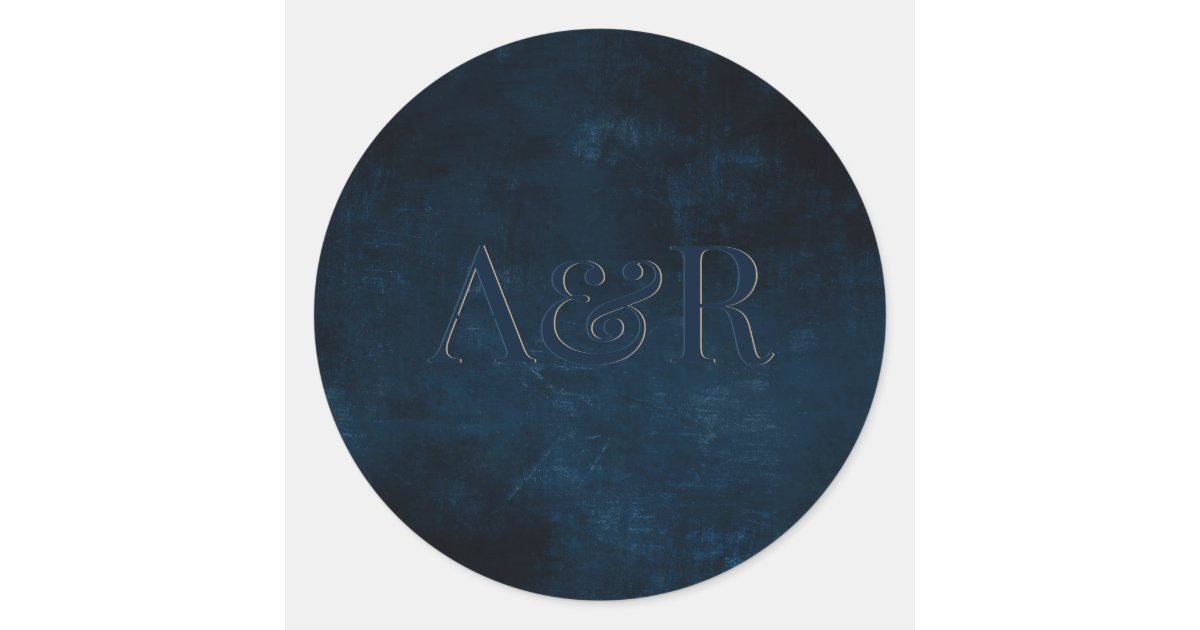 Navy blue Sticker monogram, | Zazzle