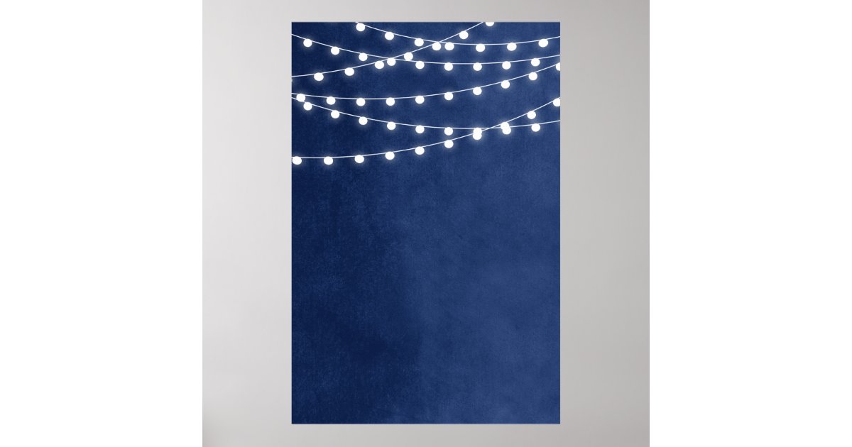 Navy Blue String Lights Wedding Sign Template | Zazzle