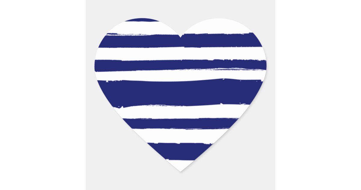 Navy Blue Striped Heart Sticker | Zazzle