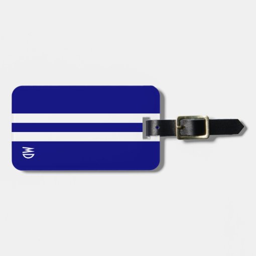 Navy Blue Stripes Monogram Luggage Tag for Men | Zazzle