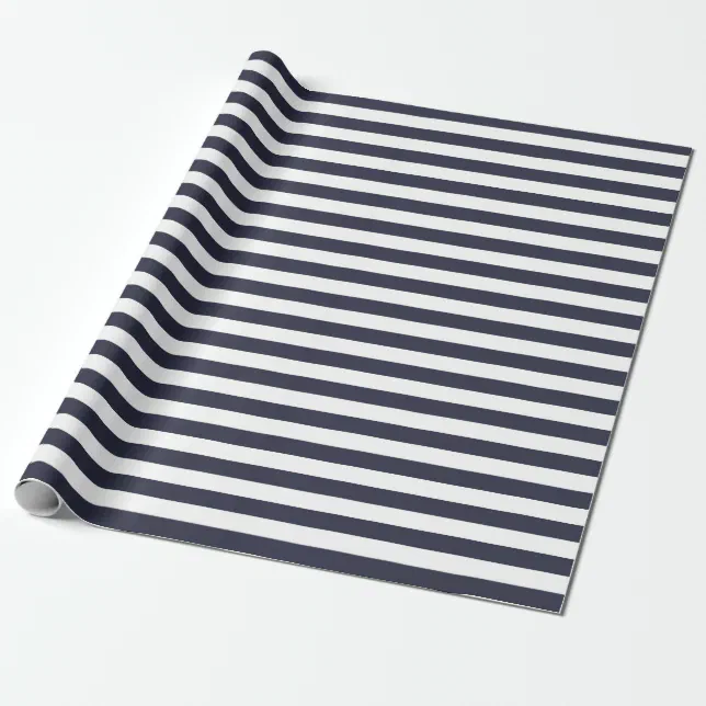 Navy Blue Stripes Wrapping Paper | Zazzle