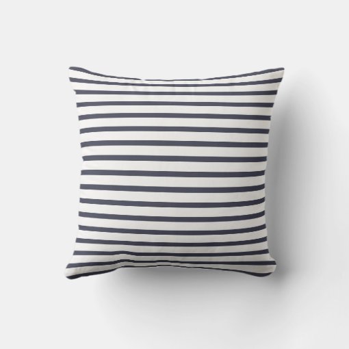 Navy Blue Summer Stripes Outdoor Pillows | Zazzle