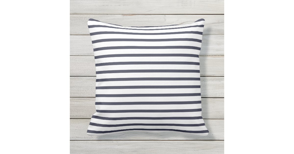 Navy Blue Summer Stripes Outdoor Pillows | Zazzle.com