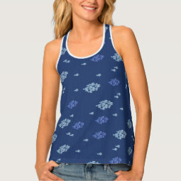 Navy Blue texture with Blue fish repeat design Tank Top | Zazzle