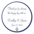 Navy Blue Thank You Nautical Wedding Stickers | Zazzle