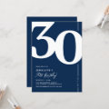 Navy Blue Thirty 30th Birthday Party Invitation | Zazzle