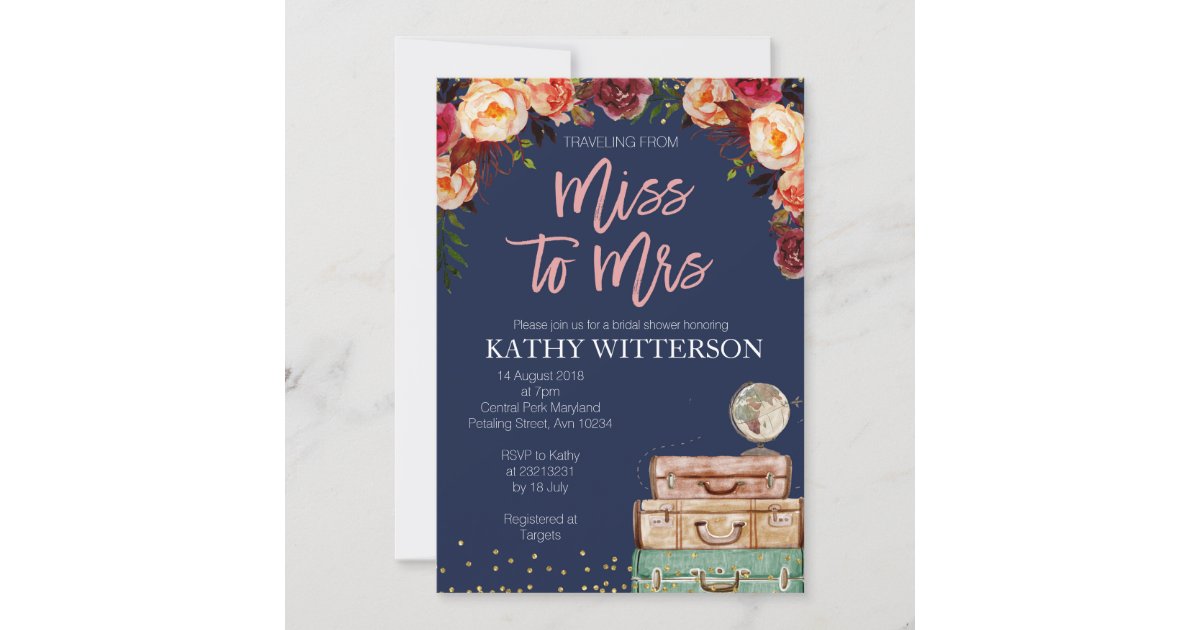 Navy blue travel invitation | Zazzle
