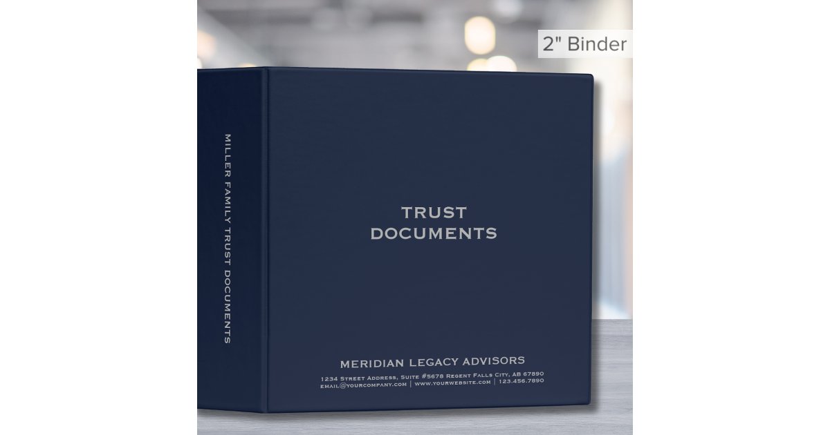 Navy Blue Trust Documents Binder 2" | Zazzle
