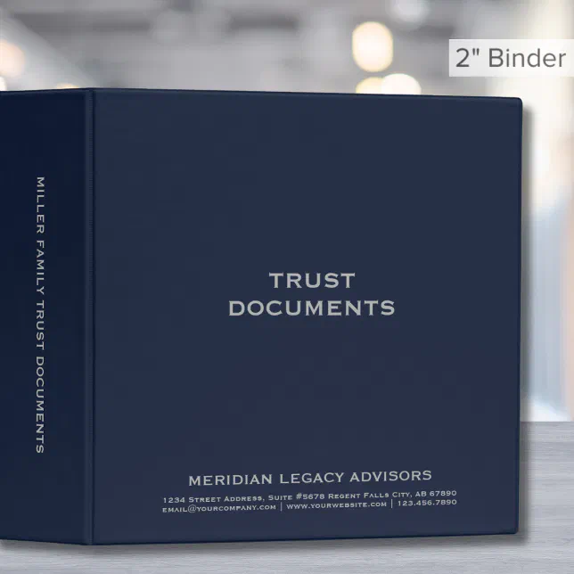 Navy Blue Trust Documents Binder 2" | Zazzle