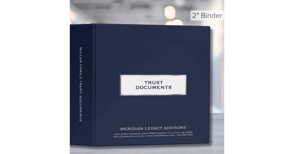 Navy Blue Trust Documents Binder 2 Inch | Zazzle