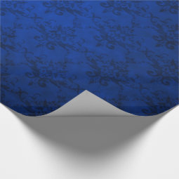 Navy blue vintage damask pattern wrapping paper | Zazzle