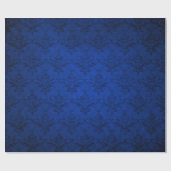 Navy blue vintage damask pattern wrapping paper | Zazzle