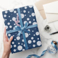 Navy Blue Volleyball Chevron Patterned Wrapping Paper | Zazzle