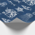 Navy Blue Watercolor Ocean Marine Animals Wrapping Paper | Zazzle