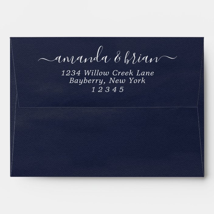 Navy Blue Watercolor Paper Script Lettering 5x7 Envelope | Zazzle.com