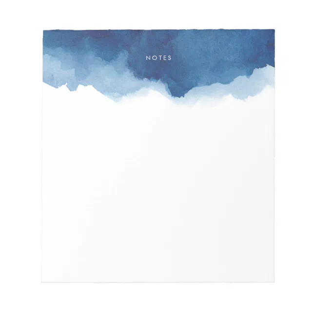 Navy Blue Watercolor Splash Personalized Notepad | Zazzle