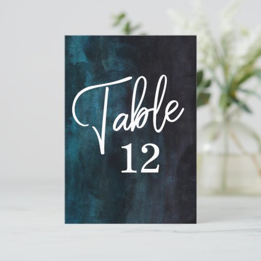 Navy Blue Watercolor & White Table Number Card | Zazzle