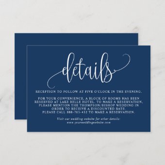Navy Blue We Do Modern Calligraphy Wedding Details Enclosure Card | Zazzle