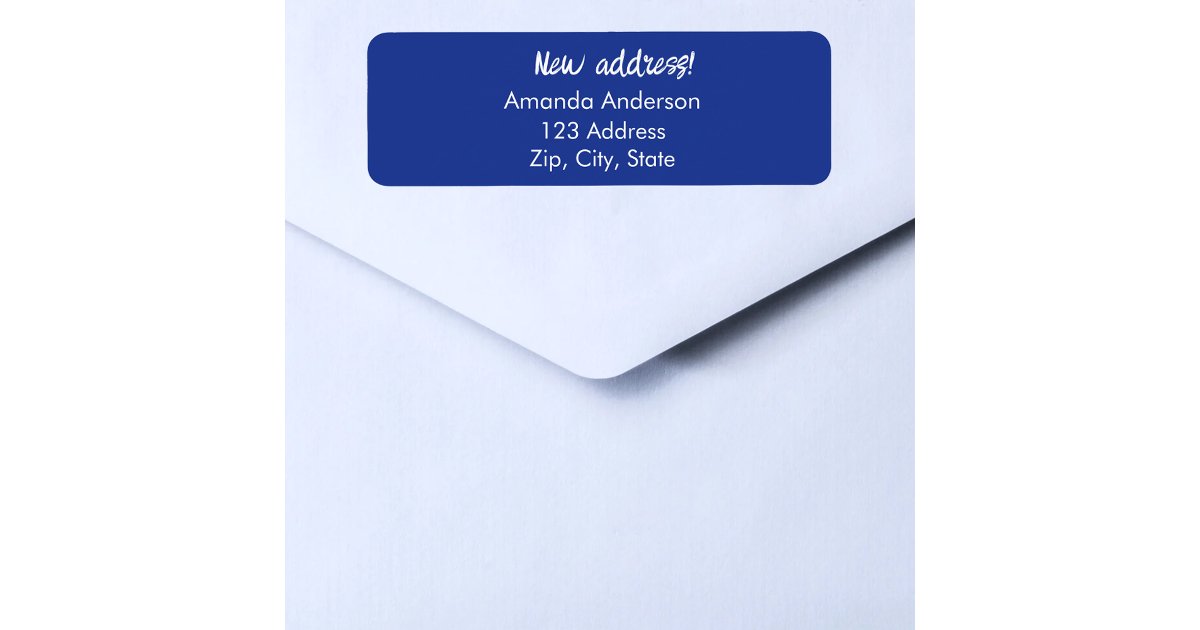 Navy blue We have moved new return address Label | Zazzle