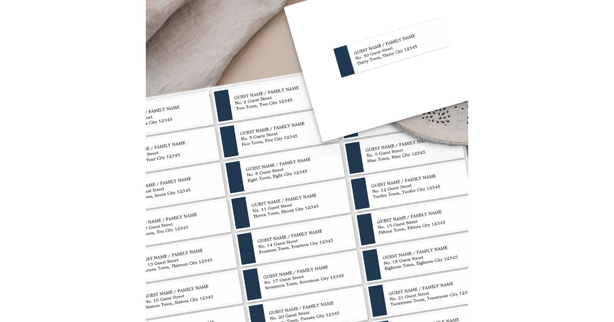 Navy Blue Wedding 30 Guest Address Labels | Zazzle