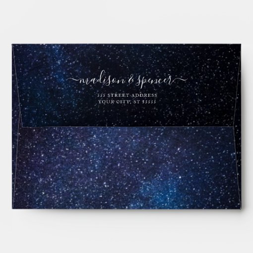 Navy Blue Wedding 5x7 modern Starry night Envelope | Zazzle