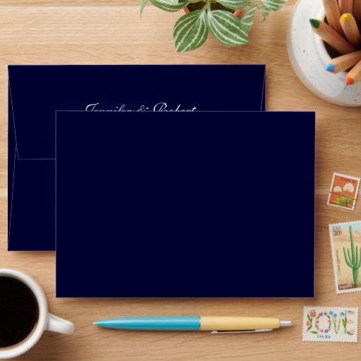 Navy Blue Wedding Envelope | Zazzle