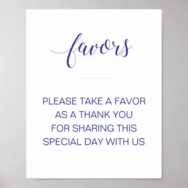 Navy Blue Wedding Favors Please Take One Sign | Zazzle