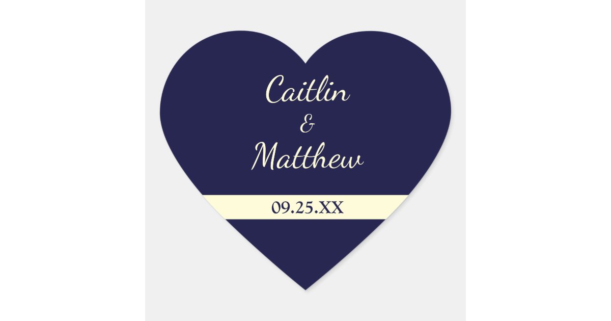 Navy Blue Wedding Heart Sticker | Zazzle