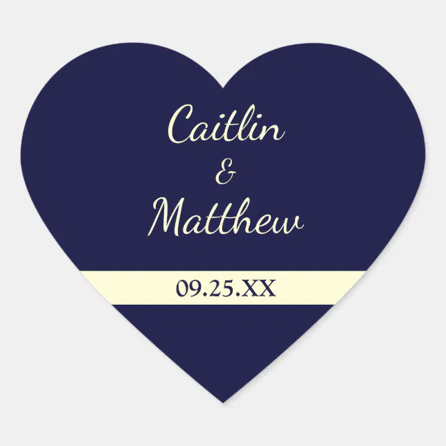 Navy Blue Wedding Heart Sticker | Zazzle