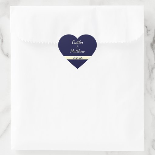 Navy Blue Wedding Heart Sticker | Zazzle