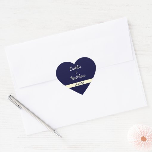Navy Blue Wedding Heart Sticker | Zazzle