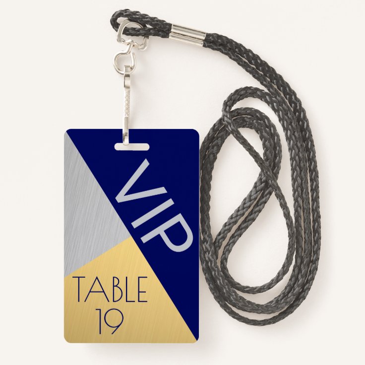 Navy Blue Wedding VIP Creative Escort Place Card Badge | Zazzle