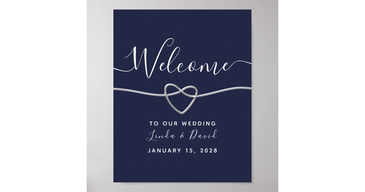 Navy Blue Wedding Welcome Poster | Zazzle