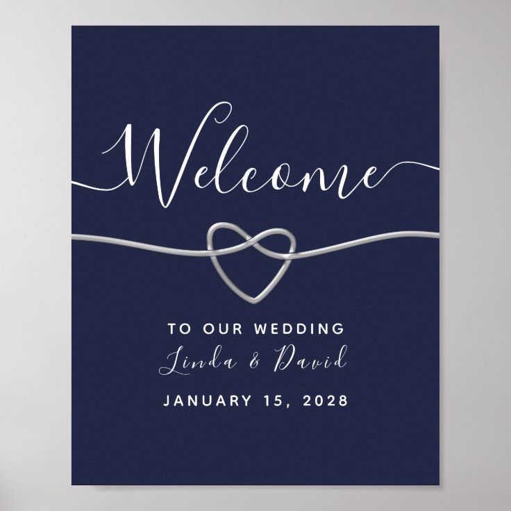 Navy Blue Wedding Welcome Poster | Zazzle