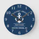 Navy Blue Welcome Aboard Custom Name Round Clock | Zazzle