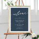 Navy Blue Welcome Calligraphy Simple Wedding Poster | Zazzle