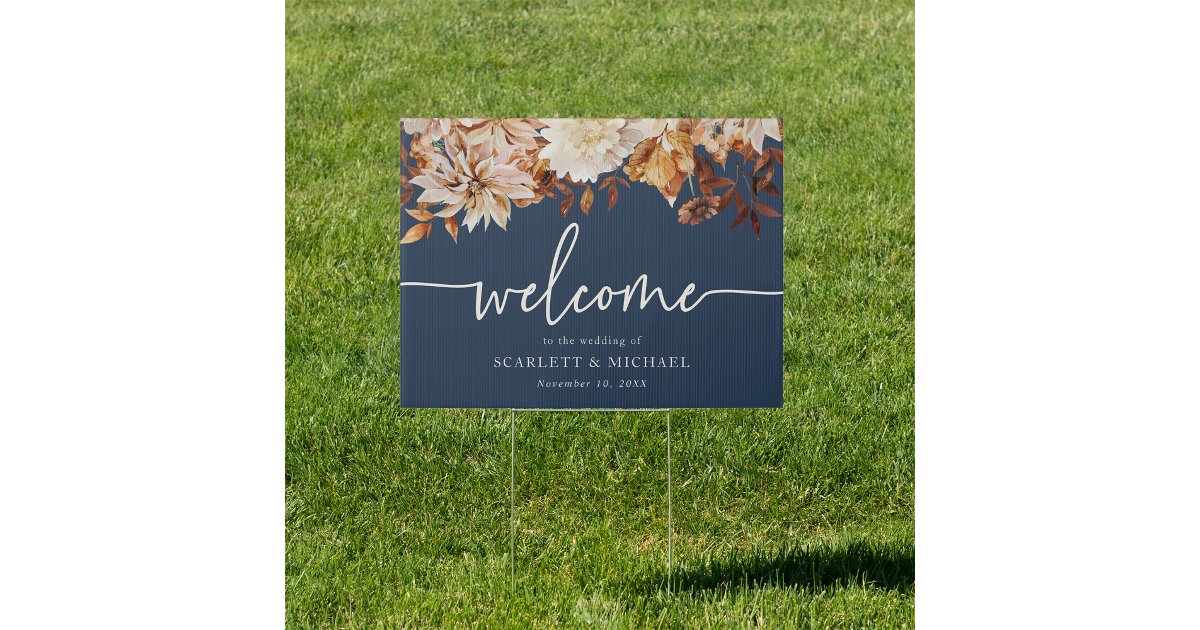 Navy Blue Welcome Outdoor sign | Zazzle