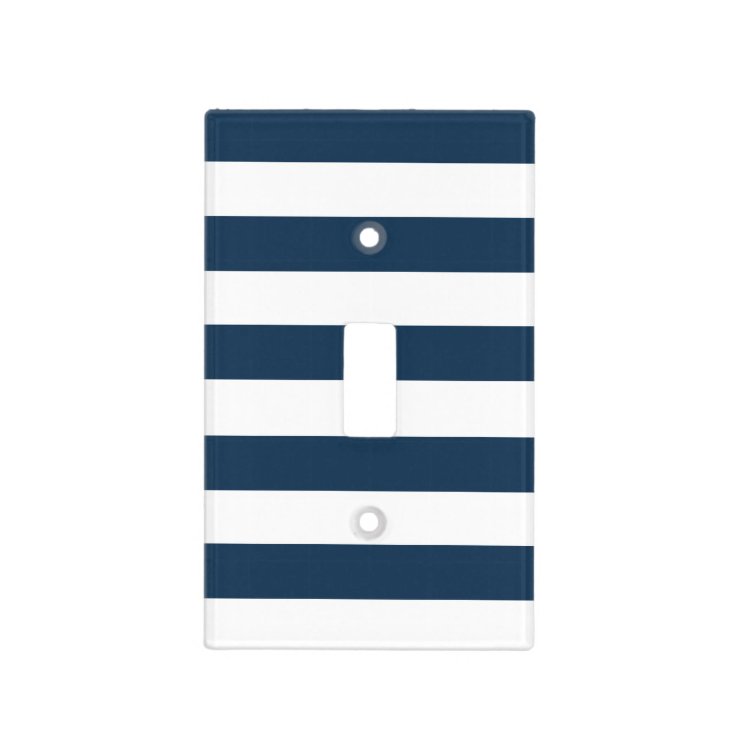 Navy Blue & White Bold Stripes Light Switch Cover | Zazzle