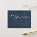Navy blue + white elegant wedding save the date postcard | Zazzle