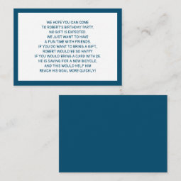 Navy Blue White Fiver 5 Dollar Birthday Party Enclosure Card | Zazzle