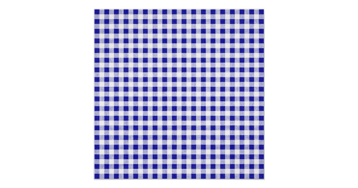 Navy Blue White Gingham Pattern Poster | Zazzle.com