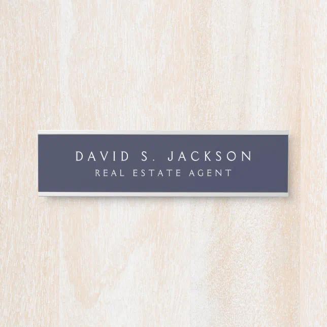 Navy Blue White Modern Elegant Professional Classy Door Sign | Zazzle