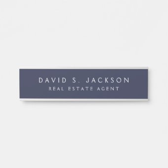 Navy Blue White Modern Elegant Professional Classy Door Sign | Zazzle