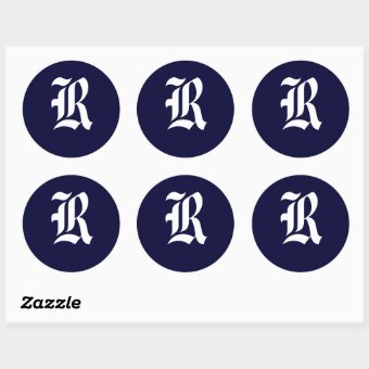 Navy Blue & White Monogram Initial Seals "R" | Zazzle