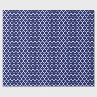 Navy Blue White Moroccan Quatrefoil Pattern #5 Wrapping Paper | Zazzle