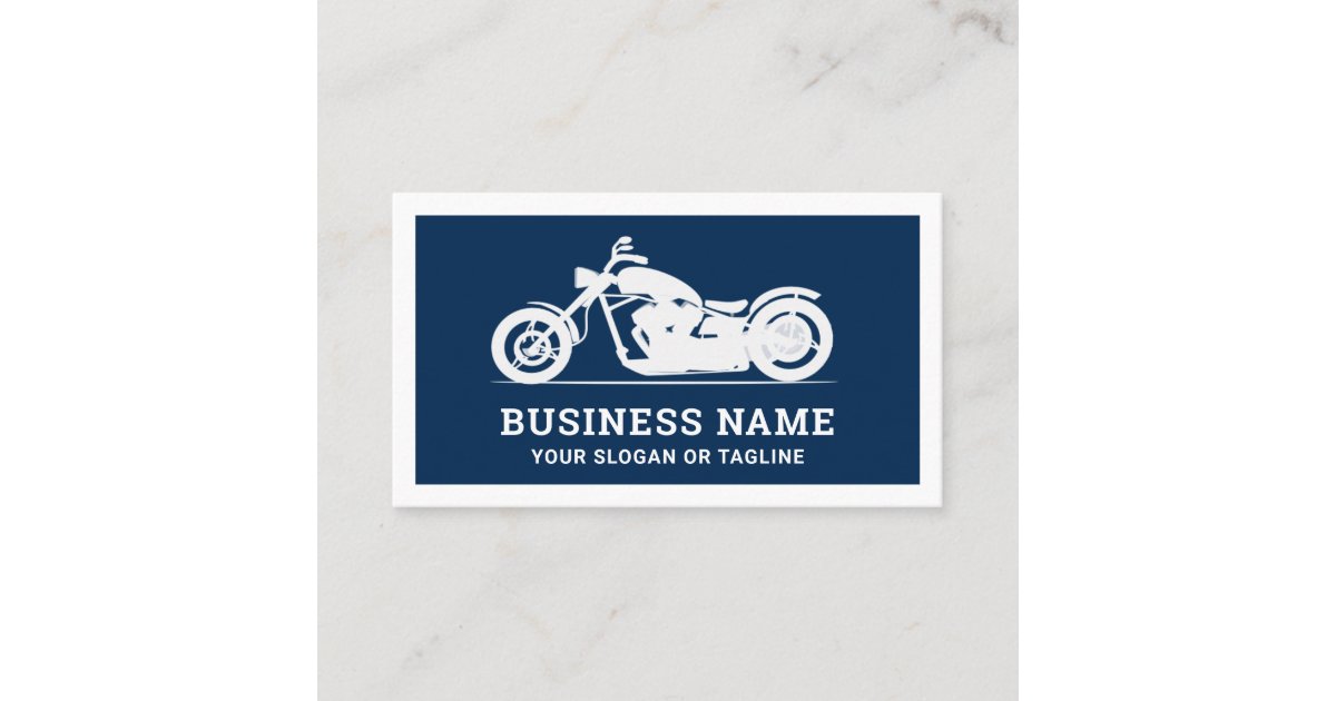 Navy Blue White Motorbike Motorcycle Mechanic Business Card | Zazzle
