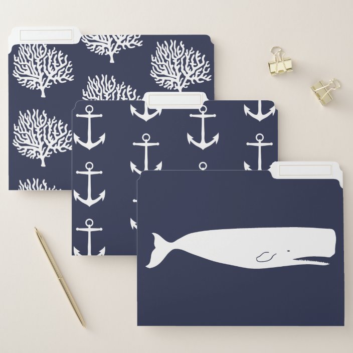 Navy Blue & White Nautical Theme File Folder | Zazzle.com
