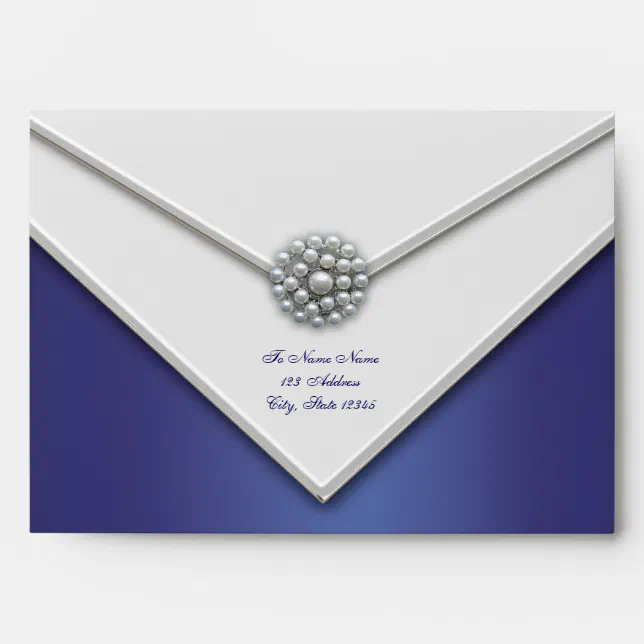 Navy Blue White Pearl Navy Blue Envelopes | Zazzle