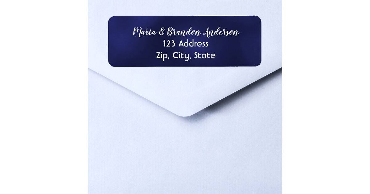 Navy blue white return address label | Zazzle