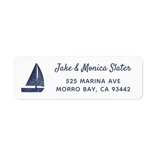 Navy Blue & White Sailboat Nautical Return Address Label | Zazzle.com